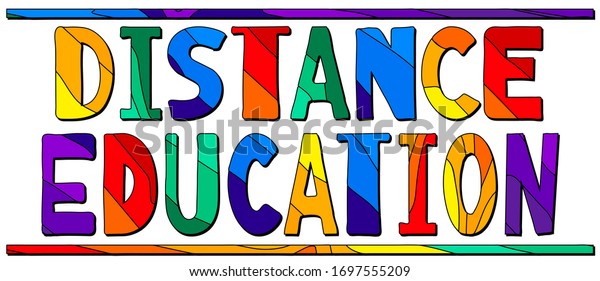 L'enseignement à distance. Dessin humoristique multicolore : image ...