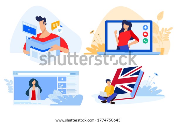 Distance Education Vector Illustration Concepts Graphic Stock Vector ...