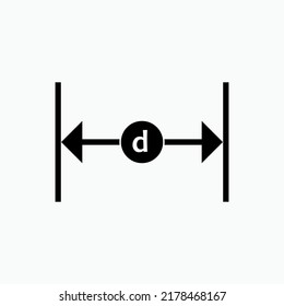 Distance Icon Measurement Symbol Between Objects Stock Vector (Royalty ...