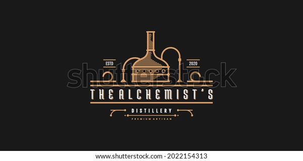 Distillery Logo Design Cool Line Art Stock Vector (Royalty Free ...