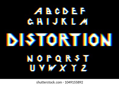 Distortion Alphabetvector Distorted Glitch Font Trendy Stock Vector ...