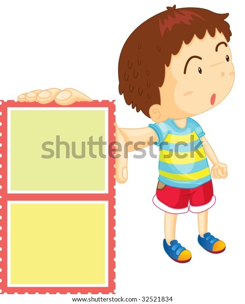 Distracted Boy Showing Two Stamps Stock Vector (Royalty Free) 32521834 ...