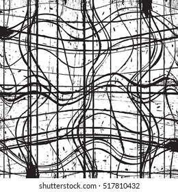 Grid Wavy Lines Distress Overlay Texture: vector de stock (libre de ...