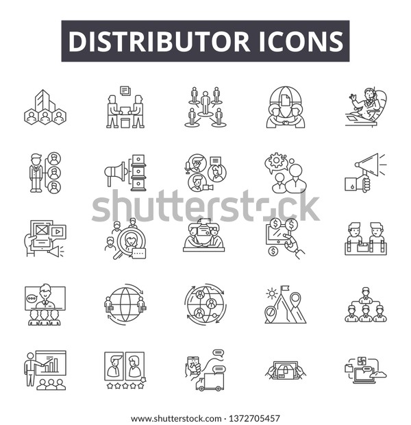 Distributor line icons, signs, vector set, outline illustration concept