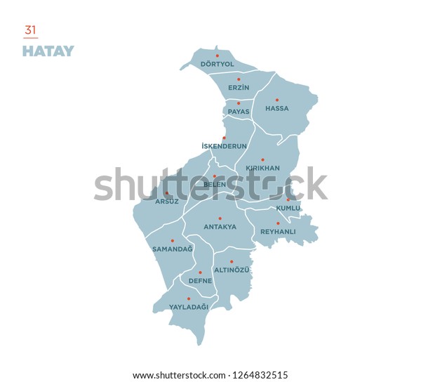 District Map Hatay Province Turkey Stock Vector (Royalty Free ...
