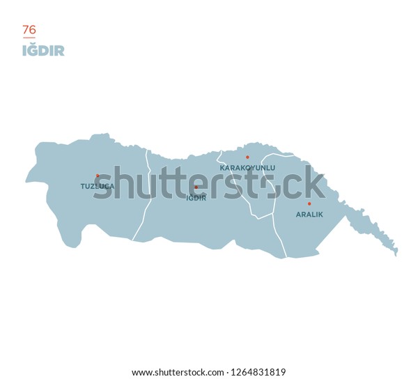 District Map Igdir Province Turkey Stock Vector (Royalty Free ...