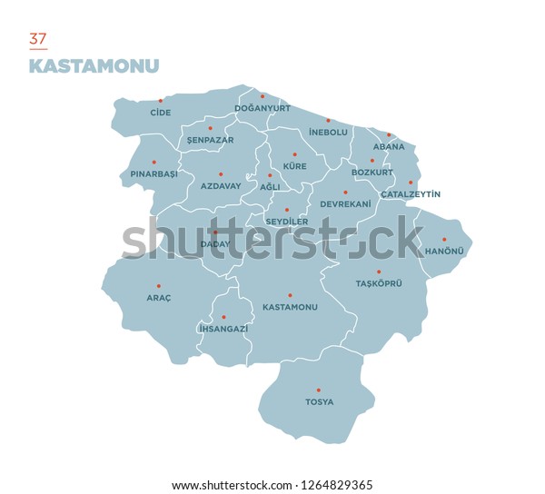 District Map Kastamonu Province Turkey Stock Vector (Royalty Free ...