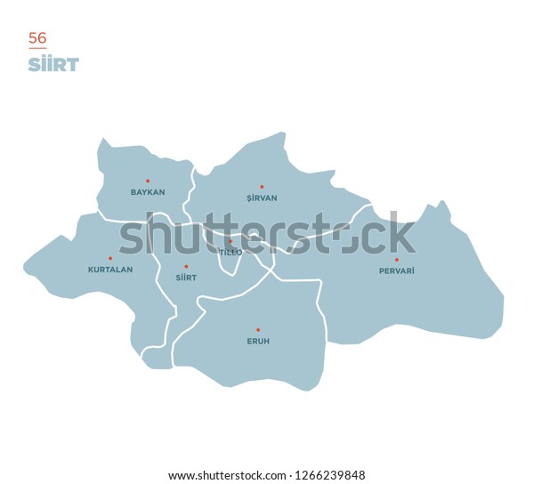 District Map Siirt Province Turkey Stock Vector (Royalty Free ...