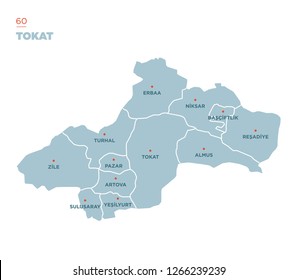 District Map Tokat Province Turkey Stock Vector (Royalty Free ...
