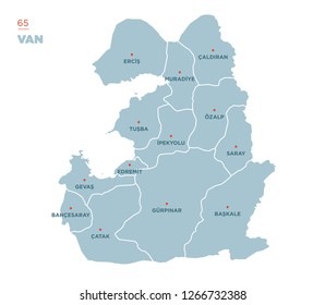 District Map Van Province Turkey Stock Vector (Royalty Free) 1266732388