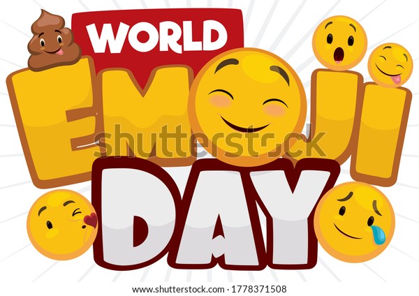 Diverse Mischievous Emoticons Celebrating World Emoji Stock Vector ...