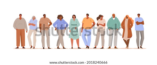 Diverse Multicultural Different Ages People Standing Stock Vector ...
