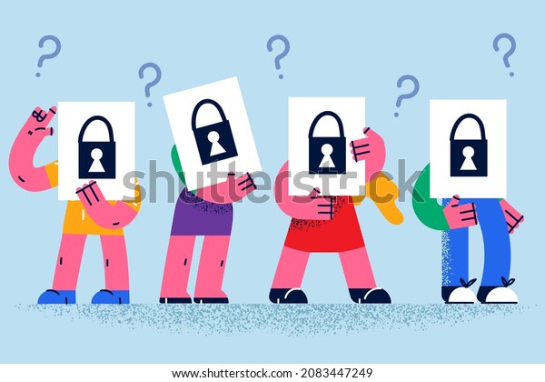 Diverse People Line Hide Face Behind Stock Vector (Royalty Free ...