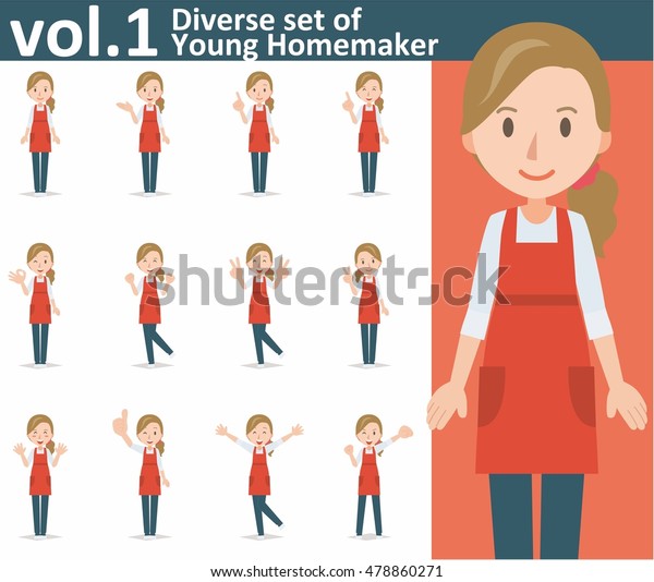 Diverse Set Yong Homemaker On White Stock Vector (Royalty Free ...