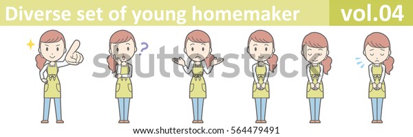 Diverse Set Young Homemaker Eps10 Vector Stock Vector (Royalty Free ...