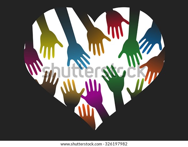 Diversity Color Hands Heart Stock Vector (Royalty Free) 326197982 ...