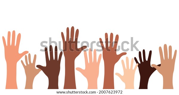 Diversity Hands Different Skin Tones Raised Stock Vector (Royalty Free ...
