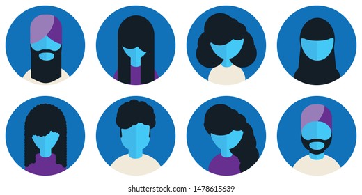 Diverse Group Character Icon Set Wearing: เวกเตอร์สต็อก (ปลอดค่า ...