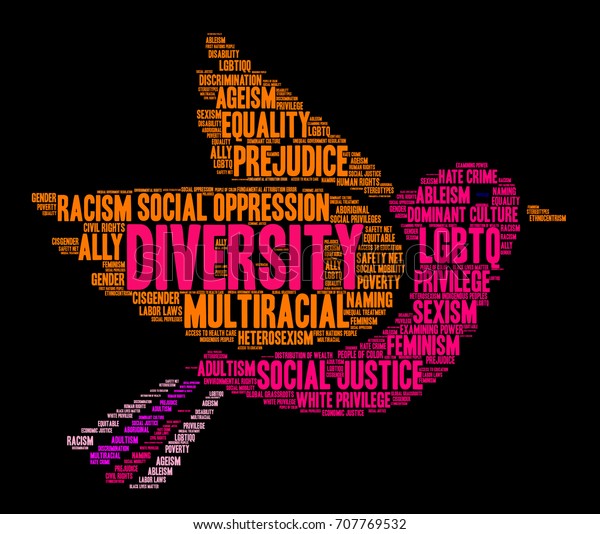 Diversity Word Cloud On Black Background Stock Vector (Royalty Free ...