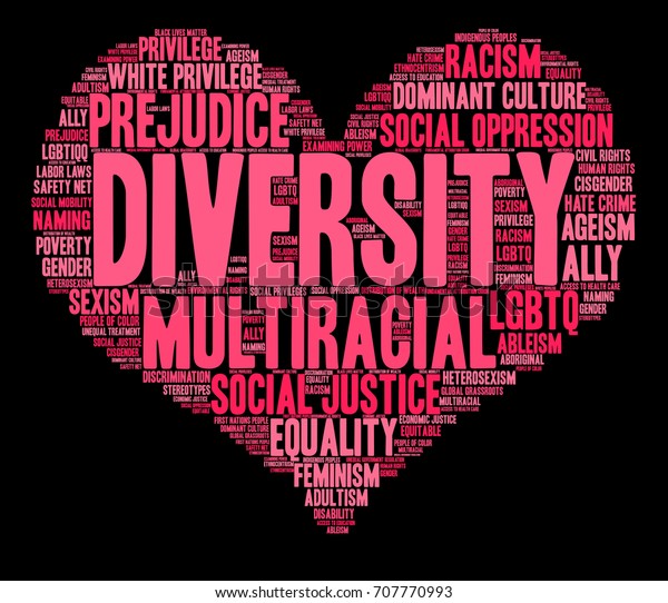 Diversity Word Cloud On Black Background Stock Vector (Royalty Free ...