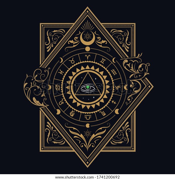 Divine Magic Vintage Label Hand Drawn Stock Vector (Royalty Free ...