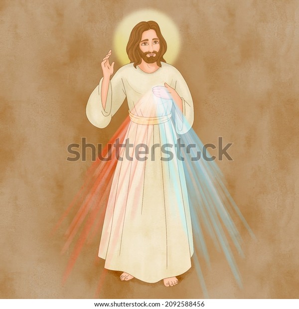 Divine Mercy Jesus Character Rays Light Stock Vector (Royalty Free ...