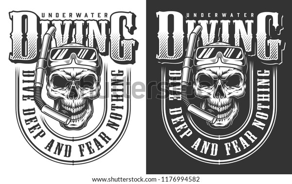 Diving Apparel Design Skull Diving Mask Stock Vector (Royalty Free ...
