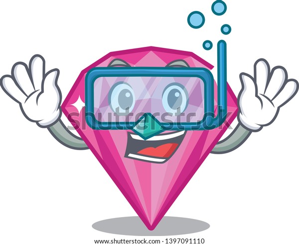 Diving Pink Diamond Isolated Cartoon Stock Vector (Royalty Free ...