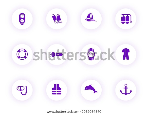 Diving Purple Color Vector Icons On Stock Vector (Royalty Free) 2052084890