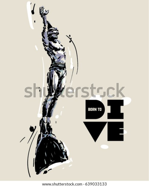 Diving Sketch Style Vector Illustration Stock Vector (Royalty Free ...