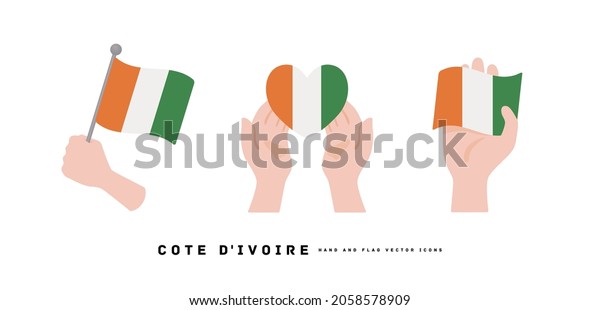 Divoire Hand National Flag Icon Vector Stock Vector Royalty Free