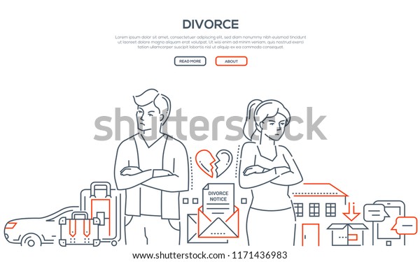 Divorce Line Design Style Banner On Stock Vector (Royalty Free ...