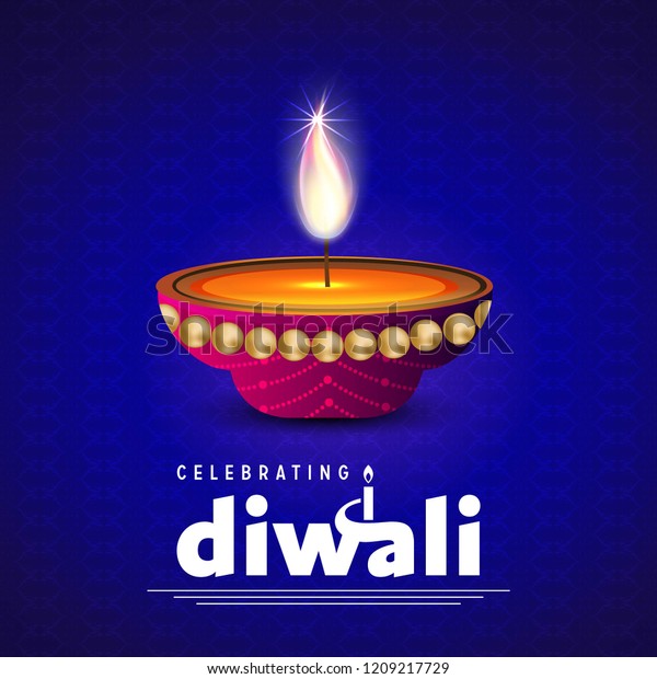 Diwali Design Blue Background Typography Vector Stock Vector (Royalty ...