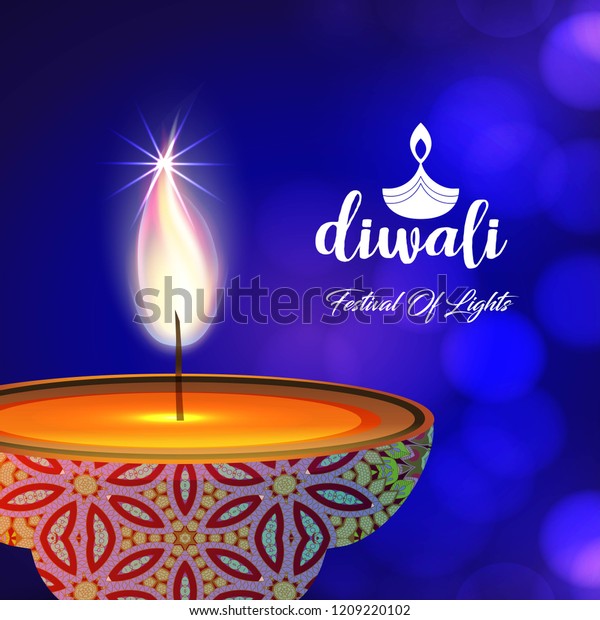 Diwali Design Blue Background Typography Vector Stock Vector (Royalty ...