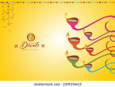 Diwali Vector Background Stylish Diya Easily Stock Vector (Royalty Free ...
