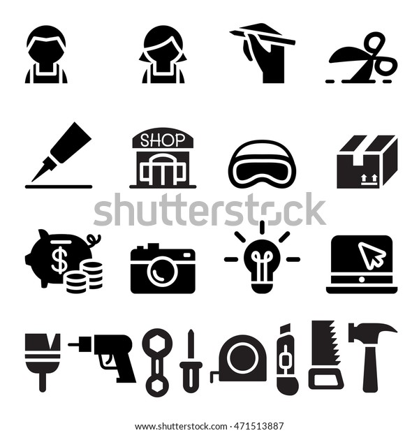 Diy Workshop Craftsman Craft Icon Set Stock Vector (Royalty Free) 471513887