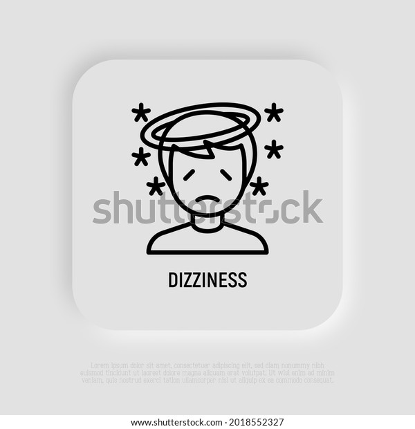 Dizziness Disorientationthin Line Icon Disorganized Hangover Stock ...