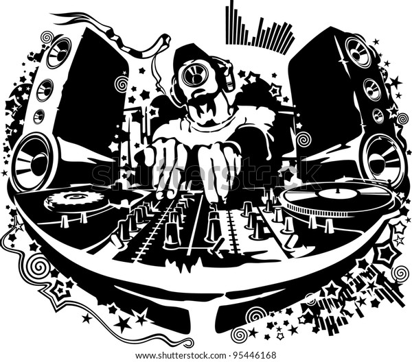 Dj Behind Decks Stock Vector (Royalty Free) 95446168