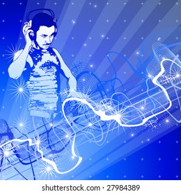 Dj Blue Technology Background Sound Wave Stock Vector (Royalty Free ...