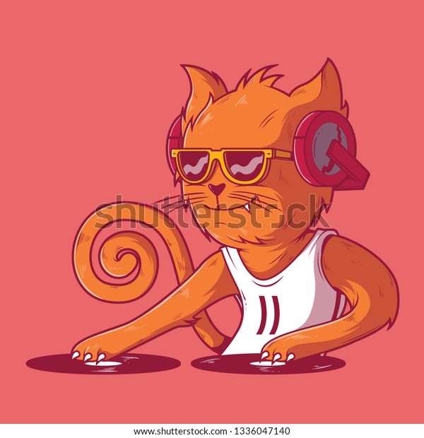 Dj Cat Vector Illustration Music Lifestyle Stock Vector (Royalty Free ...