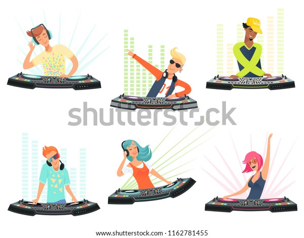 Dj Characters Vector Illustrations Music Cartoon Stock Vector (Royalty ...