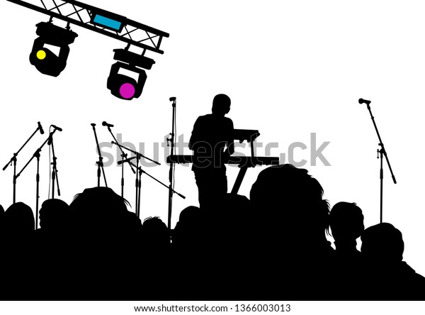 Dj Microphones On Stage Front Public Stock Vector (Royalty Free ...