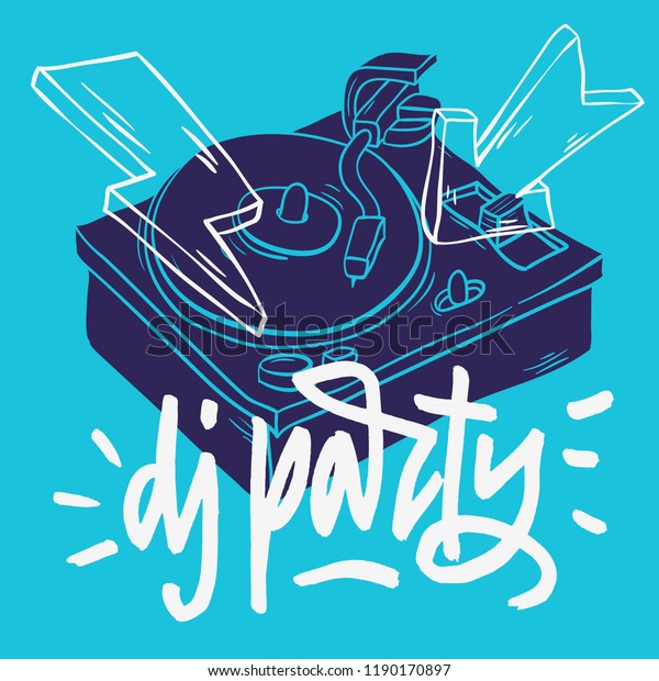 Dj Party Poster Design Turntable Hand Stock Vector (Royalty Free ...