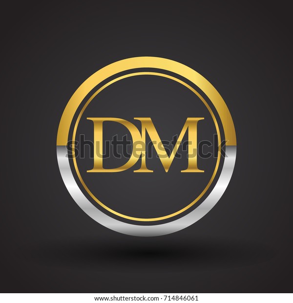 Dm Letter Logo Circle Gold Silver Stock Vector (Royalty Free) 714846061