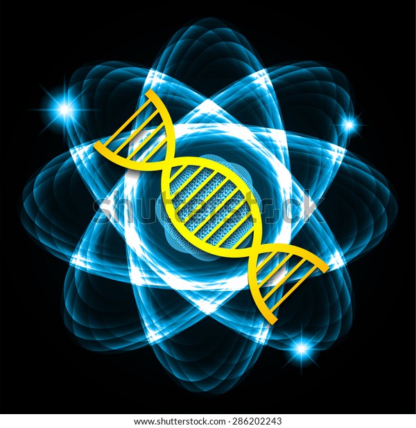 Dna Dark Blue Shining Atom Scheme Stock Vector (Royalty Free) 286202243