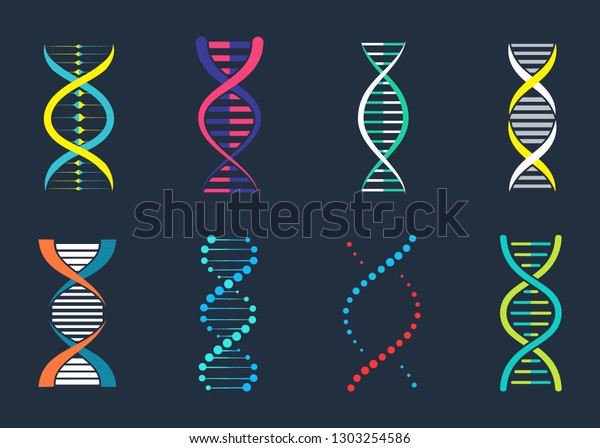 Dna Genetic Sign Elements Icons Collection Stock Vector (Royalty Free ...