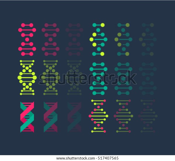 Dna Genetic Sign Elements Icons Collection Stock Vector (Royalty Free ...