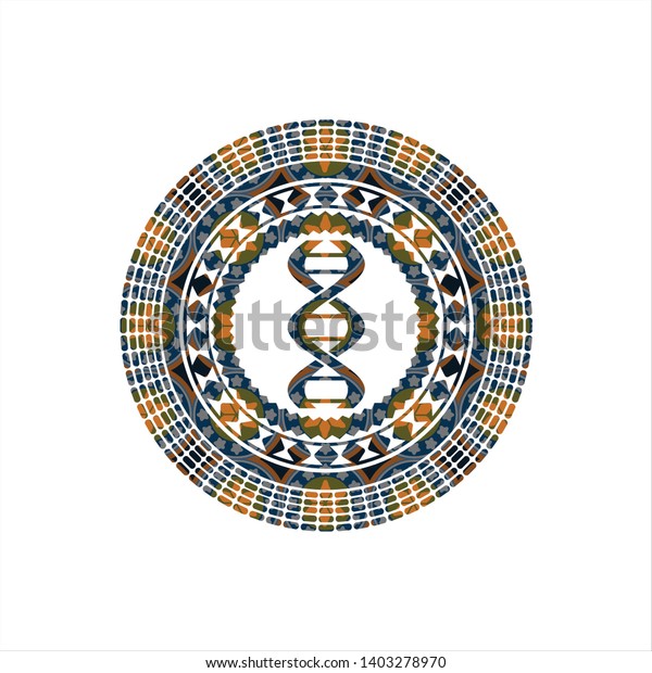 Dna Icon Inside Arabic Emblem Background Stock Vector (Royalty Free ...