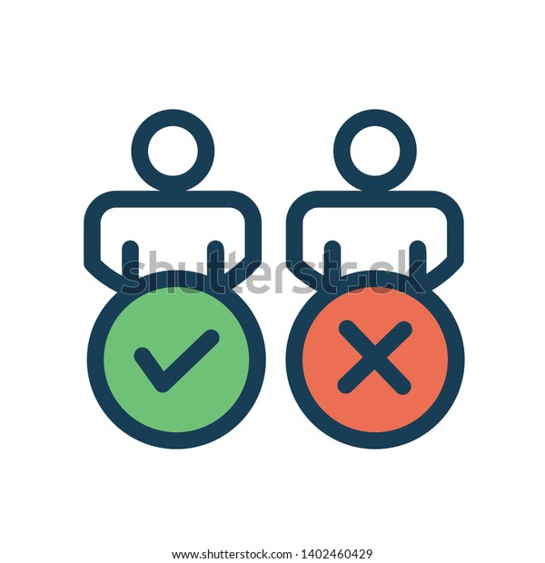 Do and Don't or Good and Bad Icons with Positive and Negative Symbols