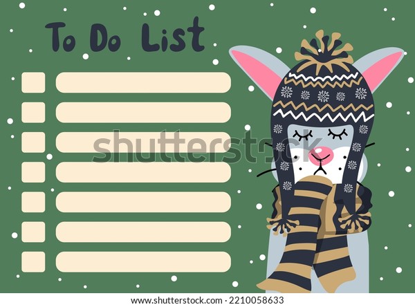 Do List Template Cartoon Bunny Knitted Stock Vector (Royalty Free ...